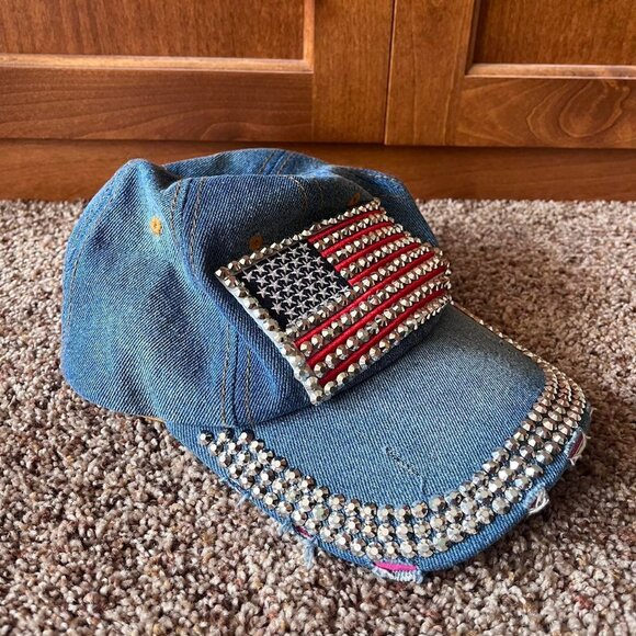 Mudd | Accessories | Mudd Denim Cap W Red White And Blue American Flag ...